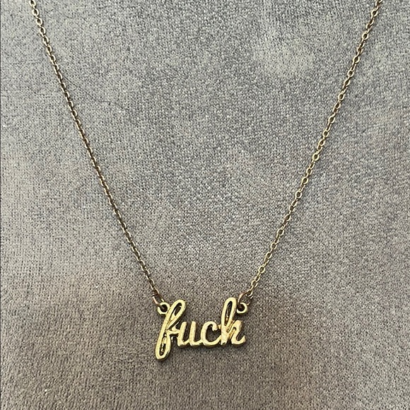 Jewelry | Fck Gold Script Necklace | Poshmark